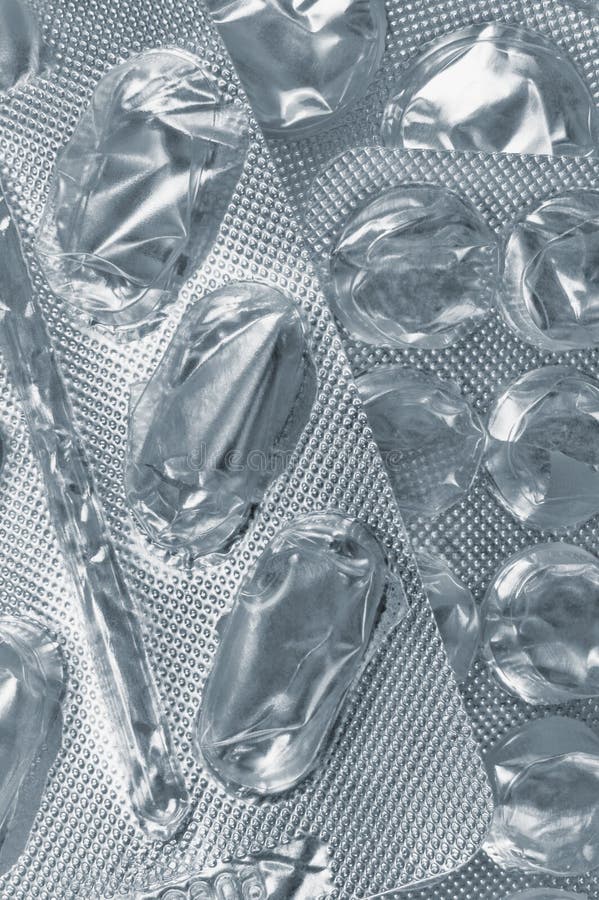 Empty Pill Blister Background, Multiple Emptied Tablet Blisters Silver ...
