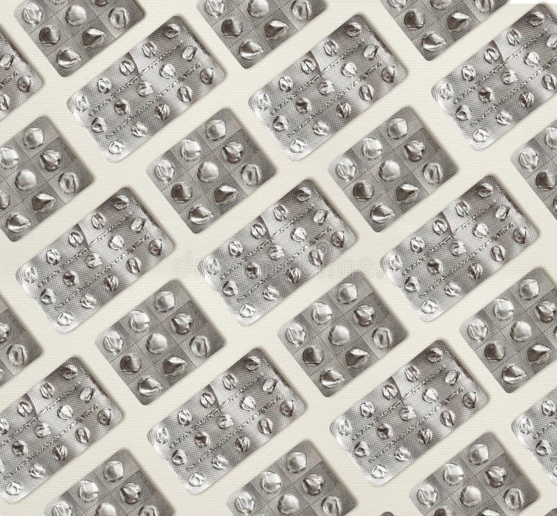 Empty Pill Blisters in a Geometric Pattern for Background Stock Image ...