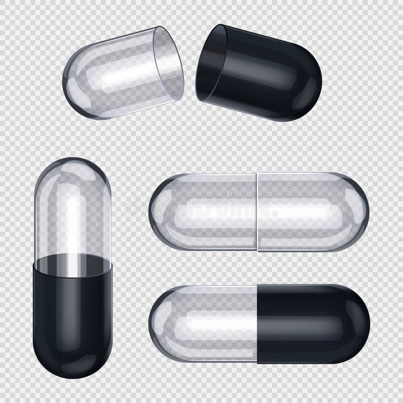 Empty Pill Capsules Isolated on Transparent Background. Stock Vector ...