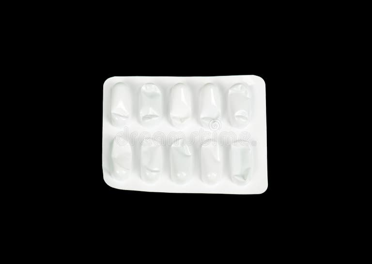 Empty Pill Packets. Top View Isolated Empty White Medicine Package on ...