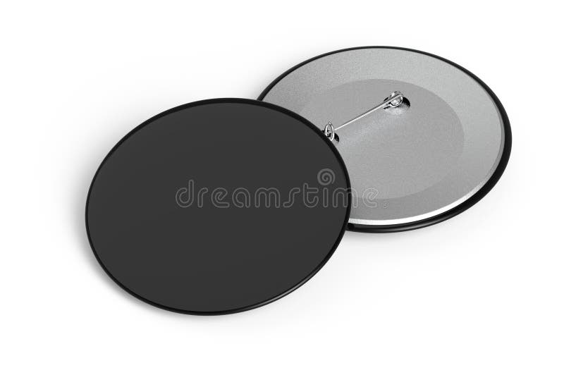 Empty Pin Badges Black Color Front and Back View on White Background ...