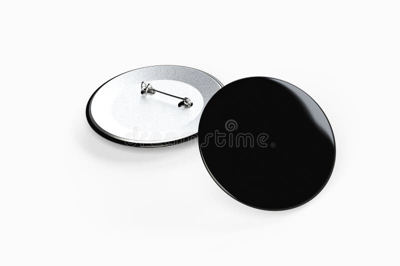 Empty Pin Badges White Color Front and Back View on White Background ...