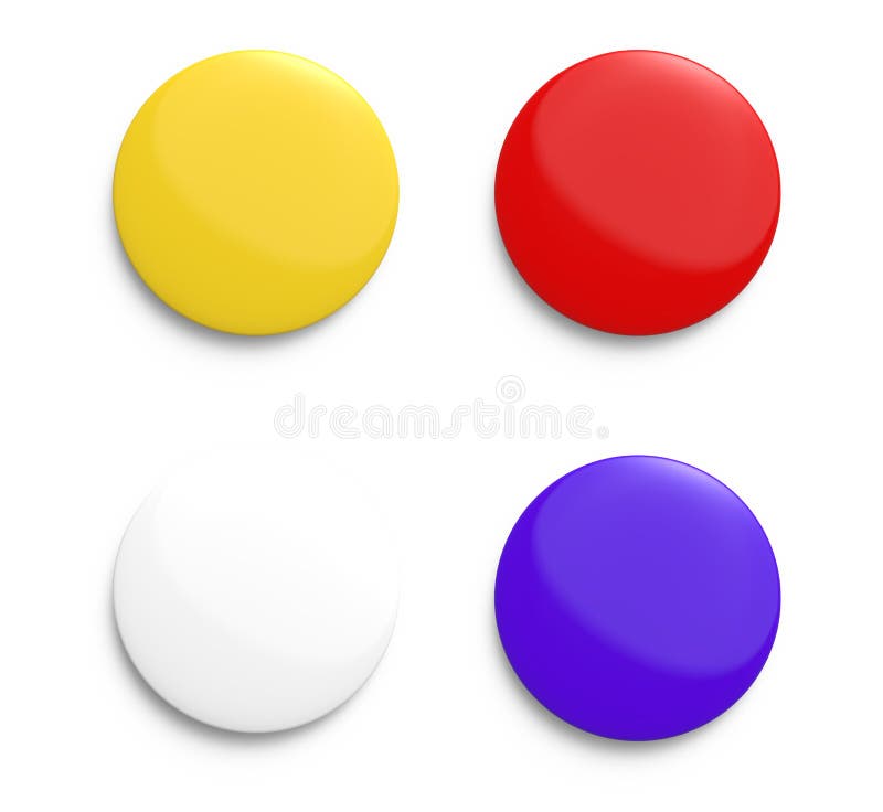 Empty Pin Badges Color Set Front and Back View on White Background ...