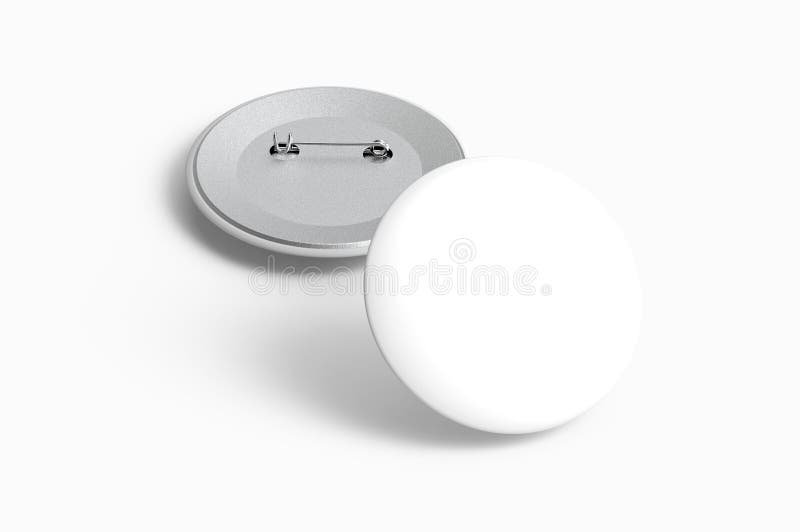 Empty Pin Badges White Color Front and Back View on White Background ...