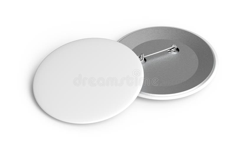 Empty Pin Badges White Color Front and Back View on White Background ...