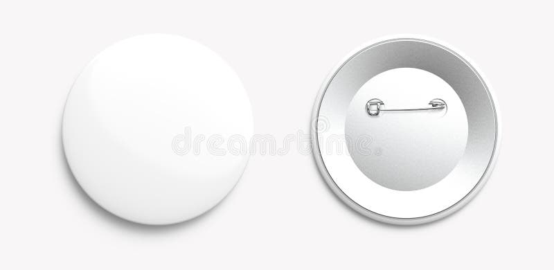 Empty Pin Badges White Color Front and Back View on White Background ...