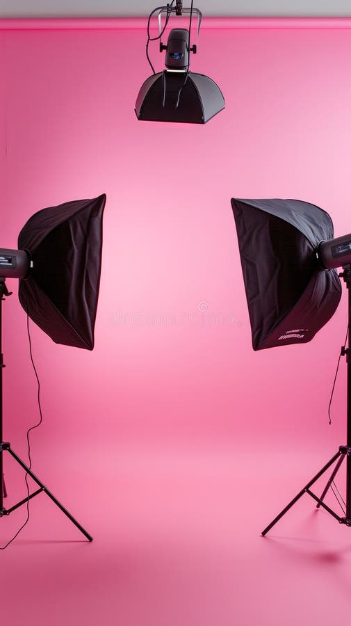An Empty Pink Background in a Modern Photo Studio with Lighting ...