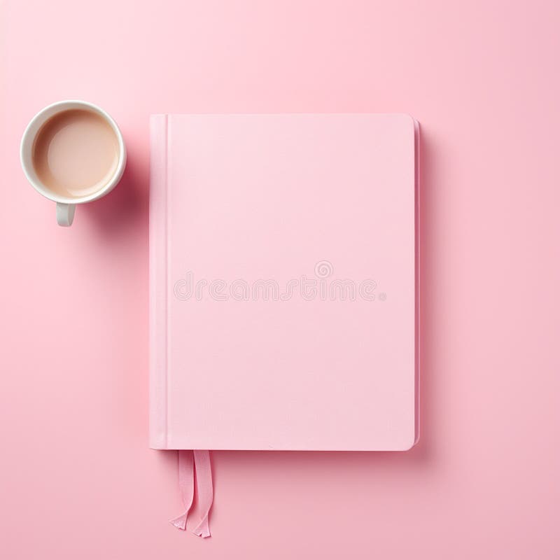 Empty Pink Diary with Coffee Cup 1 Stock Illustration - Illustration of ...