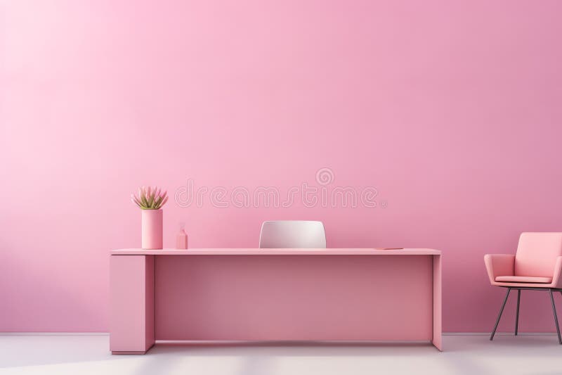 Empty Pink Office Wall for Logo Stock Illustration - Illustration of ...