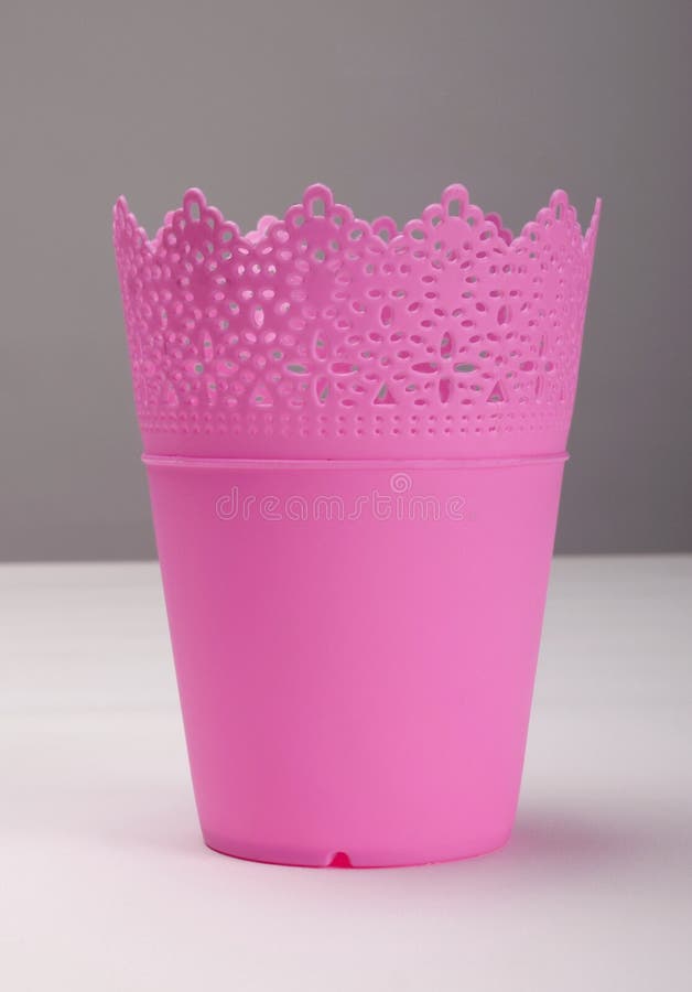 Empty Pink Plastic Flower Pot Stock Image - Image of plant, decorative ...