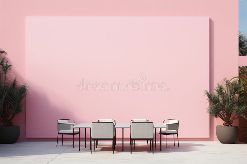 Empty Pink Restaurant Wall for Logo Stock Illustration - Illustration ...