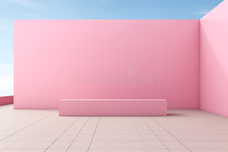 Empty Pink Crystal Round Podium on White Background Stock Illustration ...