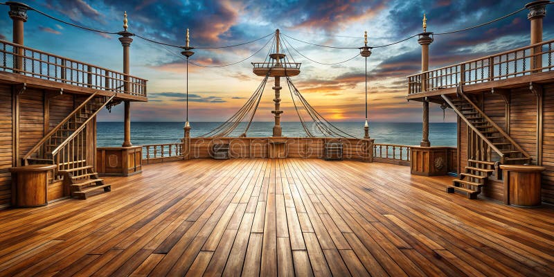 Empty Pirate Ship Deck Background for Theater Stage Scene AI Generative ...