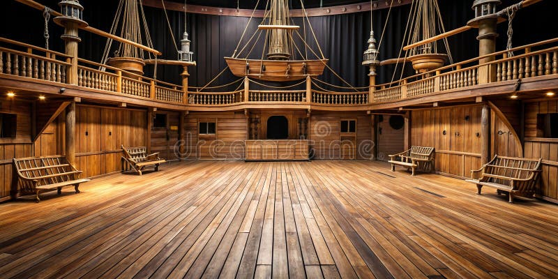 Empty Pirate Ship Deck Background for Theater Stage Scene AI Generative ...