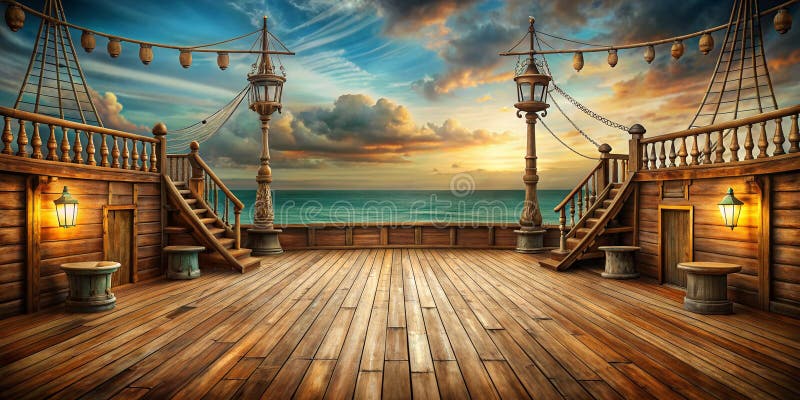 Empty Pirate Ship Deck Background for Theater Stage Scene Generative by ...