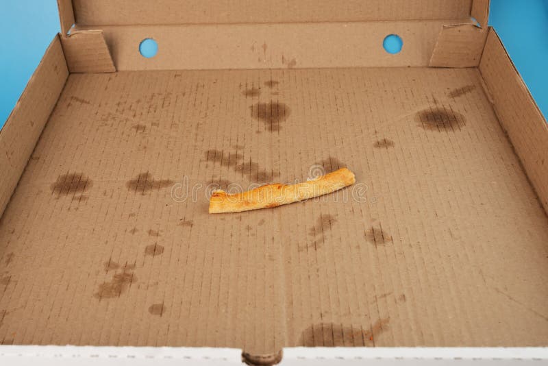 Empty Pizza Box, One Crust in an Open Box, Takeaway Food Stock Image ...