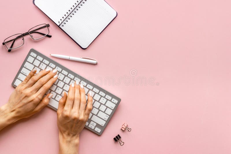 Empty Place on Office Table Desk, Overhead View Stock Photo - Image of ...