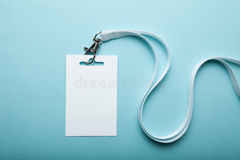 Empty Plain Name Tag Mock Up, on Blue Background. Business Blank Badge ...