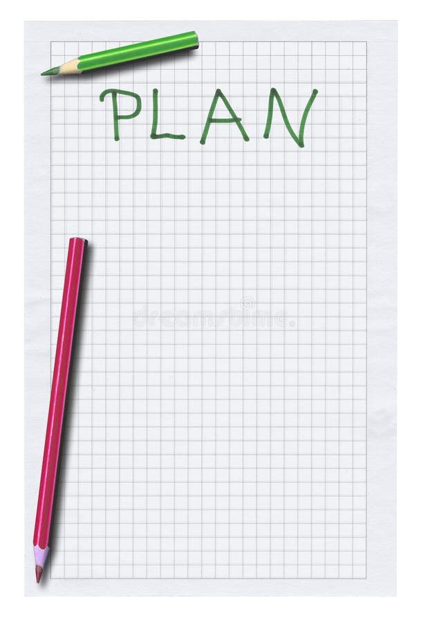 Empty plan and two pencils stock illustration. Illustration of notepad ...