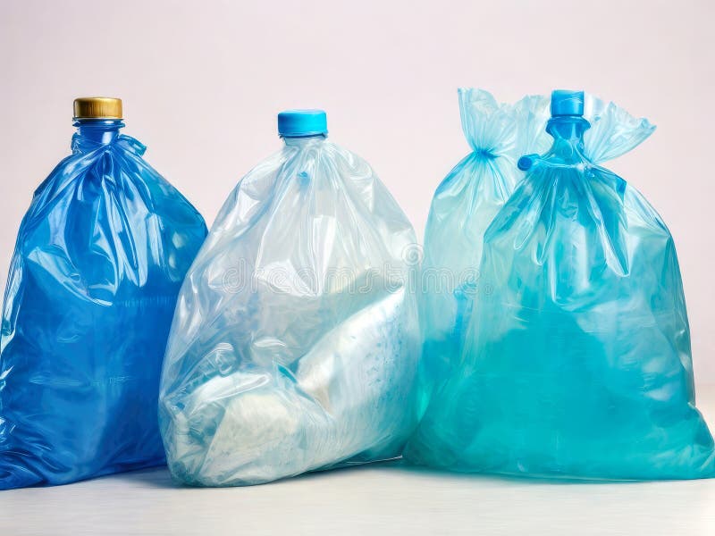 Empty Plastic Bags and Bottles. Recyclable Package Stock Photo - Image ...