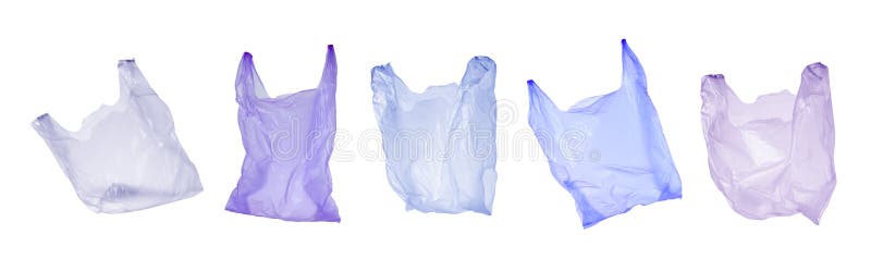 Empty Plastic Bags on White Background, Collection Stock Image - Image ...