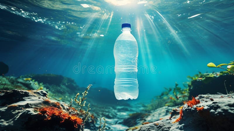Empty Plastic Bottle Floats in Water. Ocean Pollution Concept. Global ...