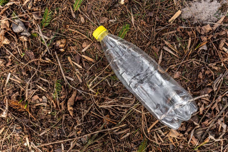 Empty Plastic Bottle on Ground Stock Photo - Image of earth, litter ...