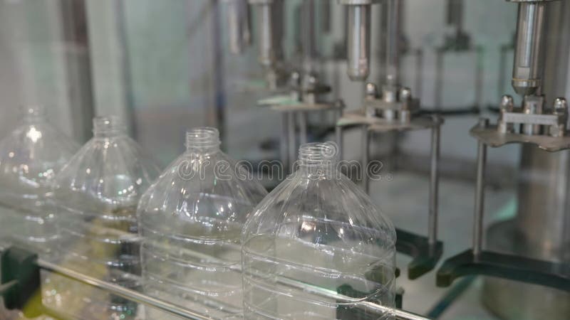 Empty Plastic Bottles Moving Along Conveyor Belt. Stock Footage - Video ...