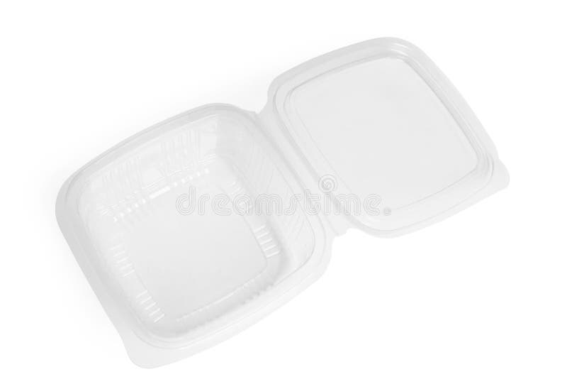 Empty Plastic Container for Food Isolated on White, Above View Stock ...