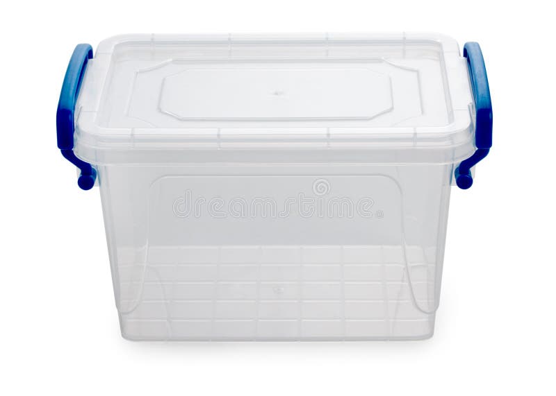 Empty Plastic Container, Storage Box, Lunch Box with a Blue Handles ...