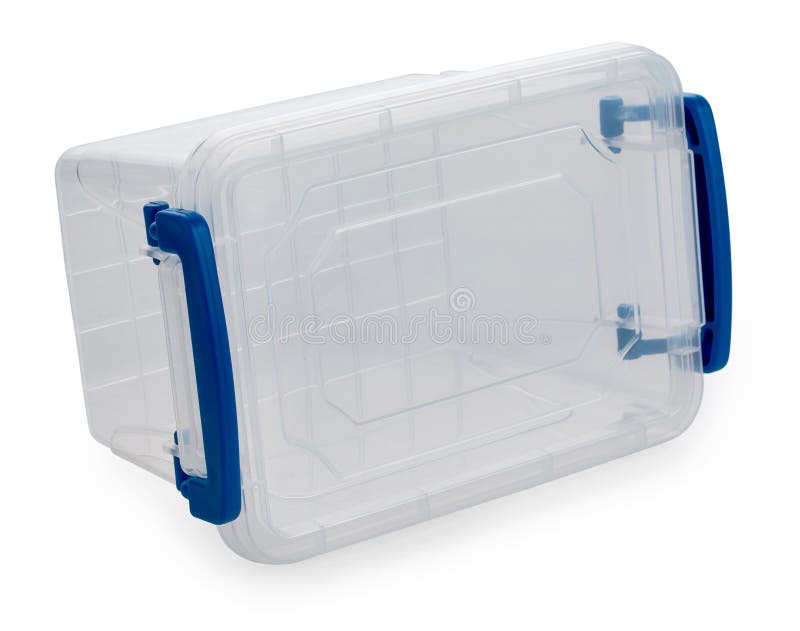 Empty Plastic Container, Storage Box, Lunch Box with a Blue Handles ...