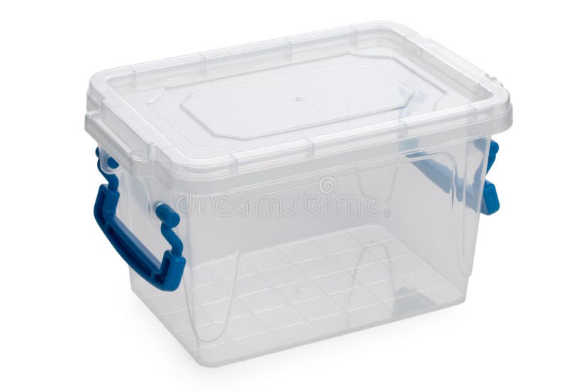 Empty Plastic Container, Storage Box, Lunch Box with a Blue Handles ...