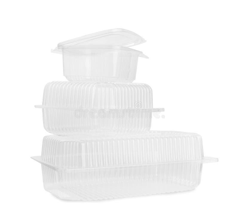 Empty Plastic Containers for Food on White Background Stock Image ...
