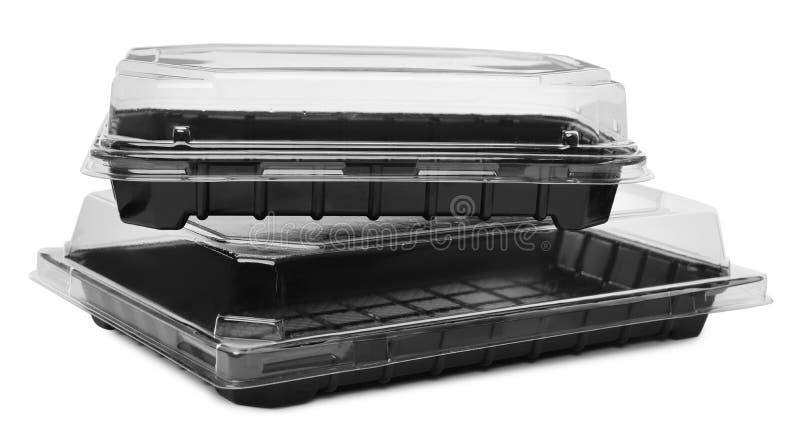 Empty Plastic Containers for Food on White Background Stock Photo ...