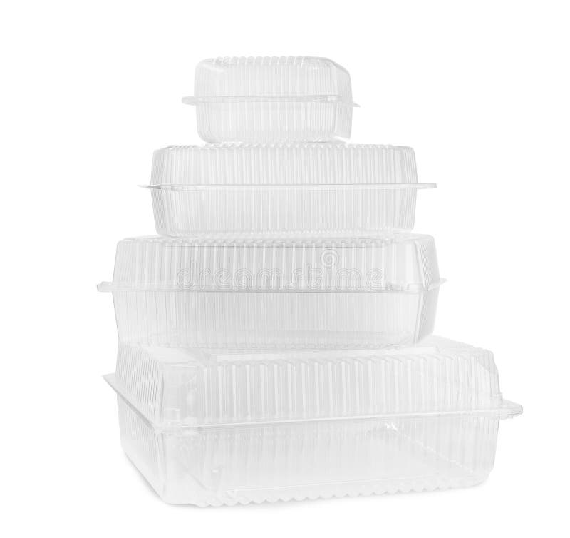 Empty Plastic Containers for Food on White Background Stock Image ...