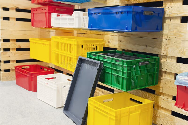 Empty Plastic Crates for Fruits and Vegetables Stock Image - Image of ...