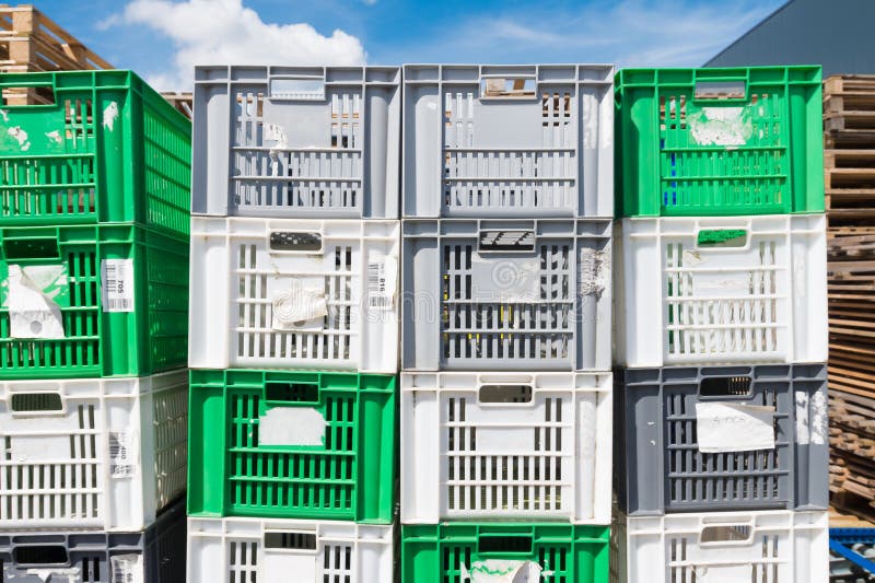 Empty plastic crates stock image. Image of squares, picking - 43690999