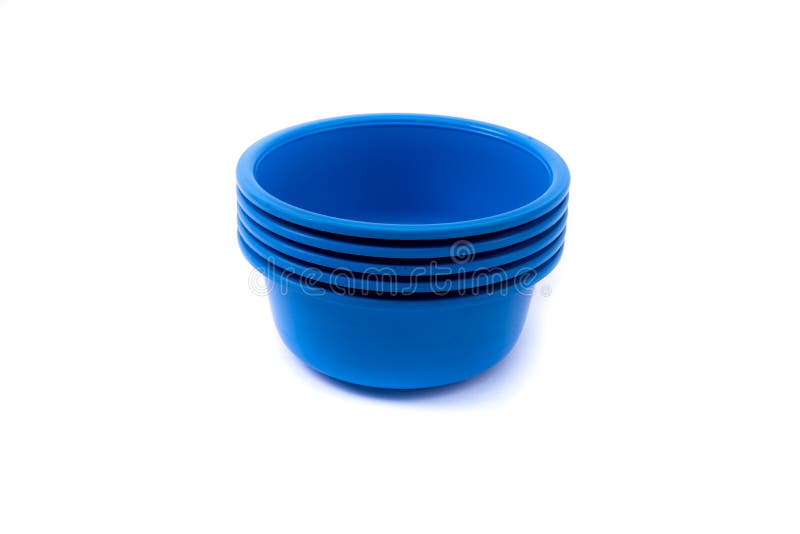 Empty Plastic Deep Plates of Different Colors on a White Background ...