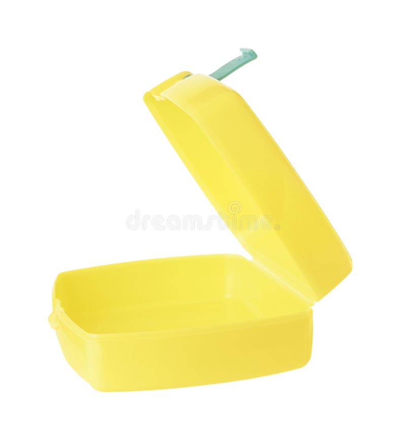 Empty Plastic Lunch Box Isolated on White Stock Image - Image of ...