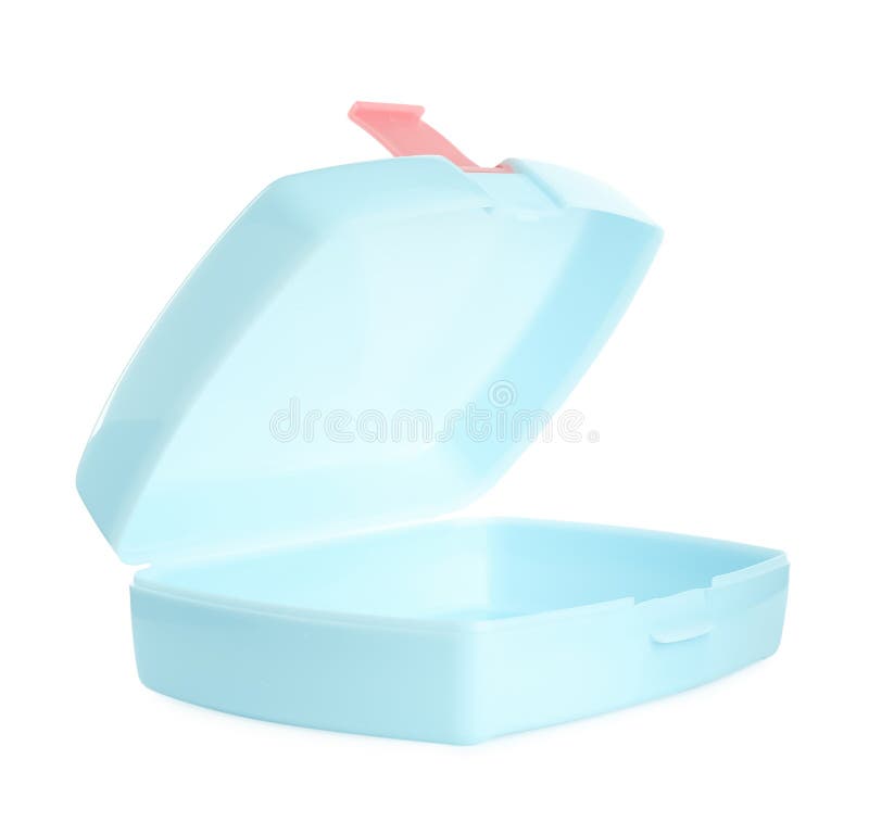 Empty Plastic Lunch Box Isolated on White Stock Image - Image of ...