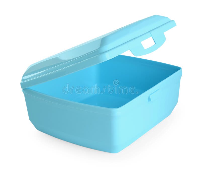 Empty Plastic Lunch Box Isolated on White Stock Image - Image of ...