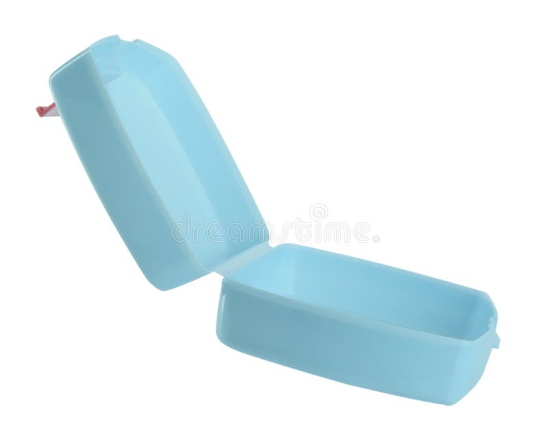 Empty Plastic Lunch Box Isolated on White Stock Photo - Image of ...