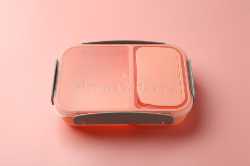 Empty Plastic Lunch Box on Pink Background Stock Image - Image of meal ...