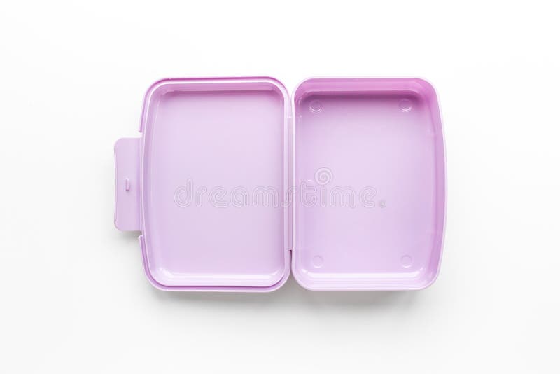 Empty Plastic Lunch Box. Purple Container for Food, Top View Stock ...