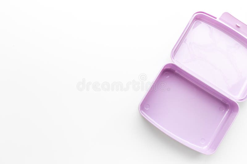 Empty Plastic Lunch Box. Purple Container for Food, Top View Stock ...