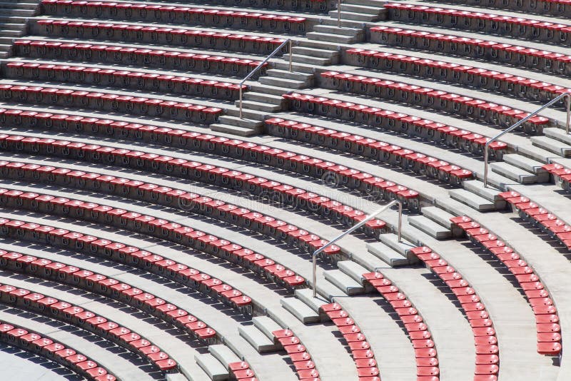 Empty Plastic Red Seats on Football Stadium or Amphitheater Stock Image ...