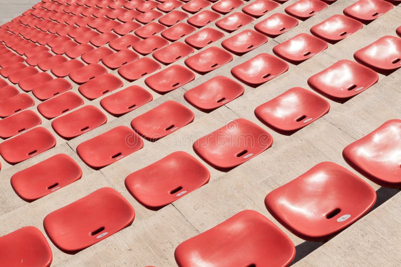 Empty Plastic Red Seats on Football Stadium or Amphitheater Stock Photo ...