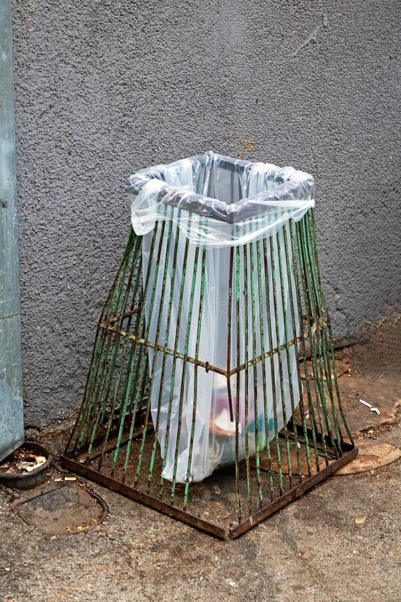 Empty Plastic Trash Bin on Street Stock Image - Image of industrial ...