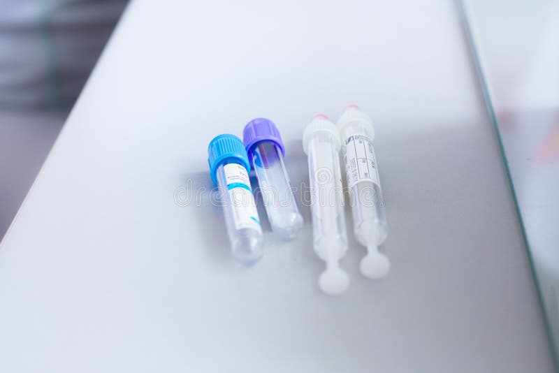 Empty Plastic Tubes for Blood Sampling for Analysis on the Table ...