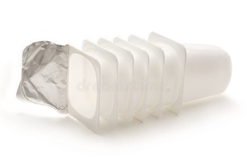 Empty plastic yogurt pots stock image. Image of container - 74086965